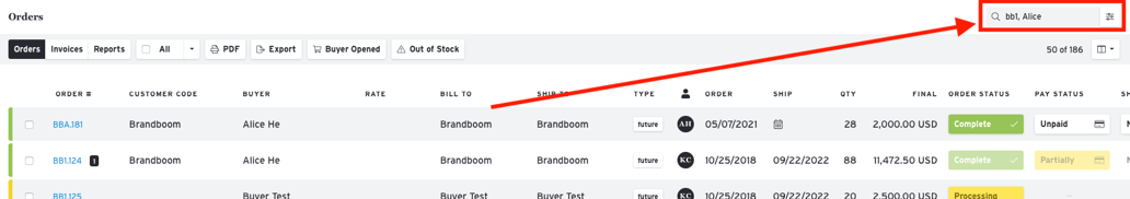 Search Orders by Customer