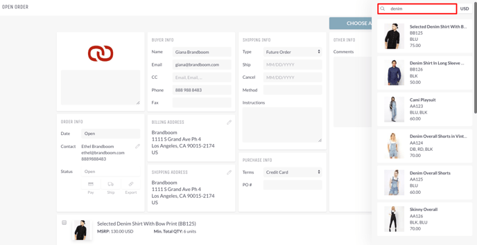 Order Form Functions
