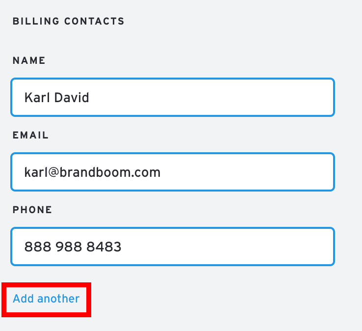 Add or Manage Billing Contacts